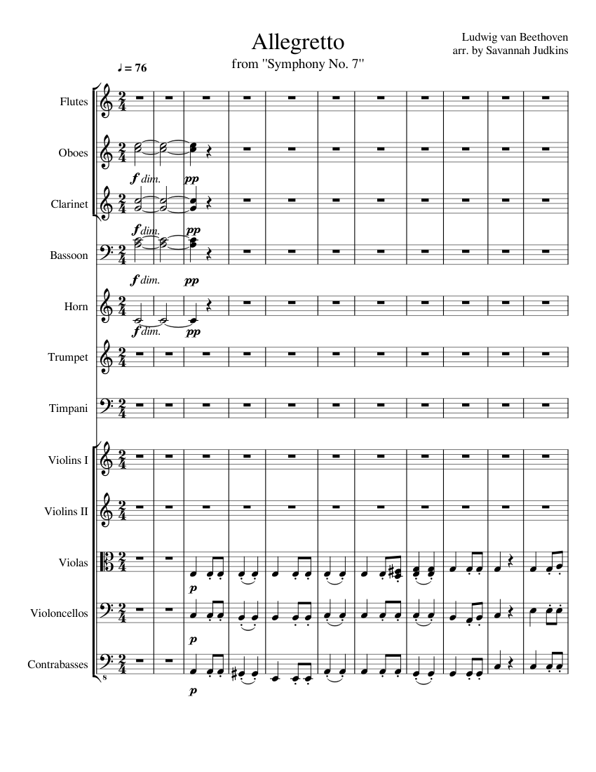 Allegretto Sheet music for Flute, Oboe, Bassoon, Timpani & more ...