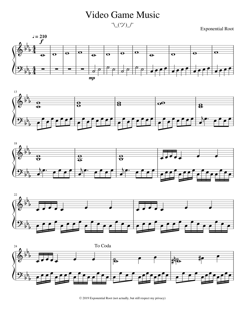 Video Game Music (experimental) Sheet music for Piano (Solo ...