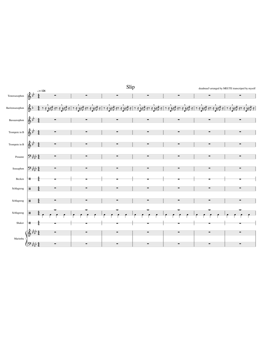 Slip (MEUTE) - Work in Progress Sheet music for Trombone, Saxophone tenor, Saxophone baritone ...