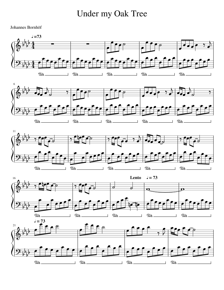 Under my Oak Tree Sheet Music for Piano (Solo) | MuseScore.com