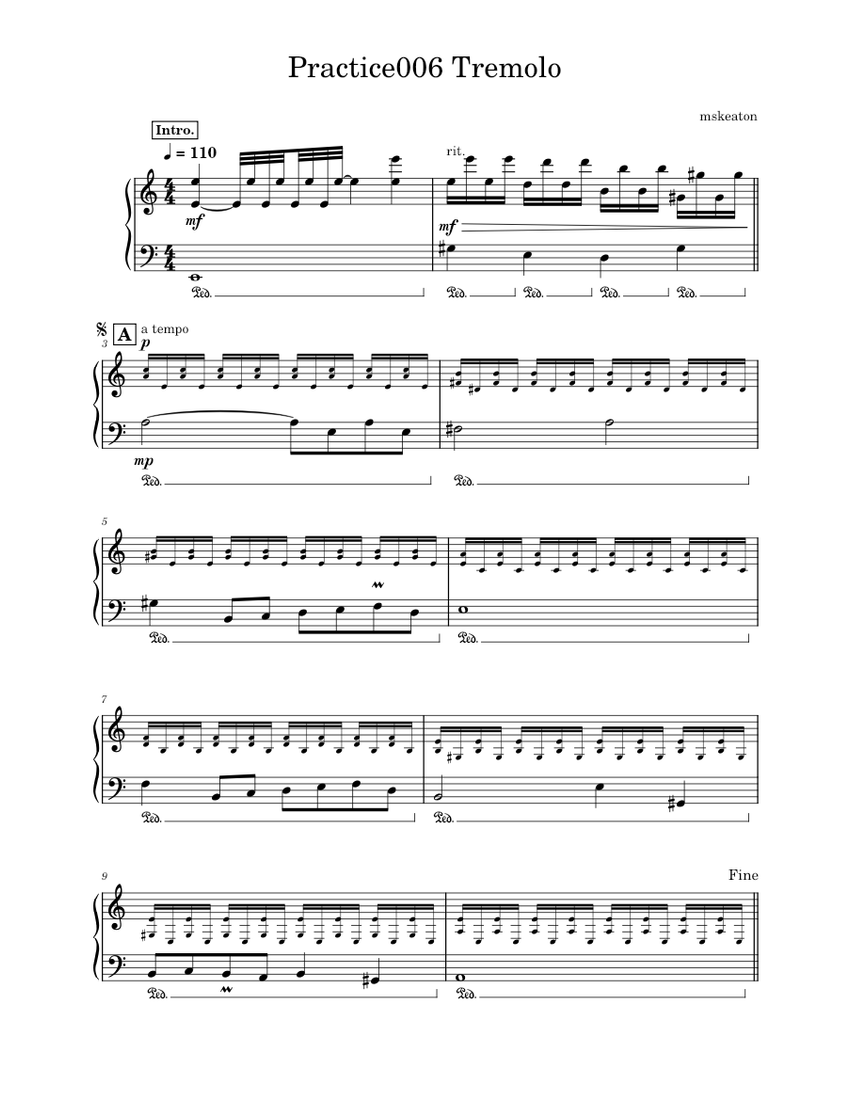 Practice006 Tremolo Sheet music for Piano (Solo) | Musescore.com