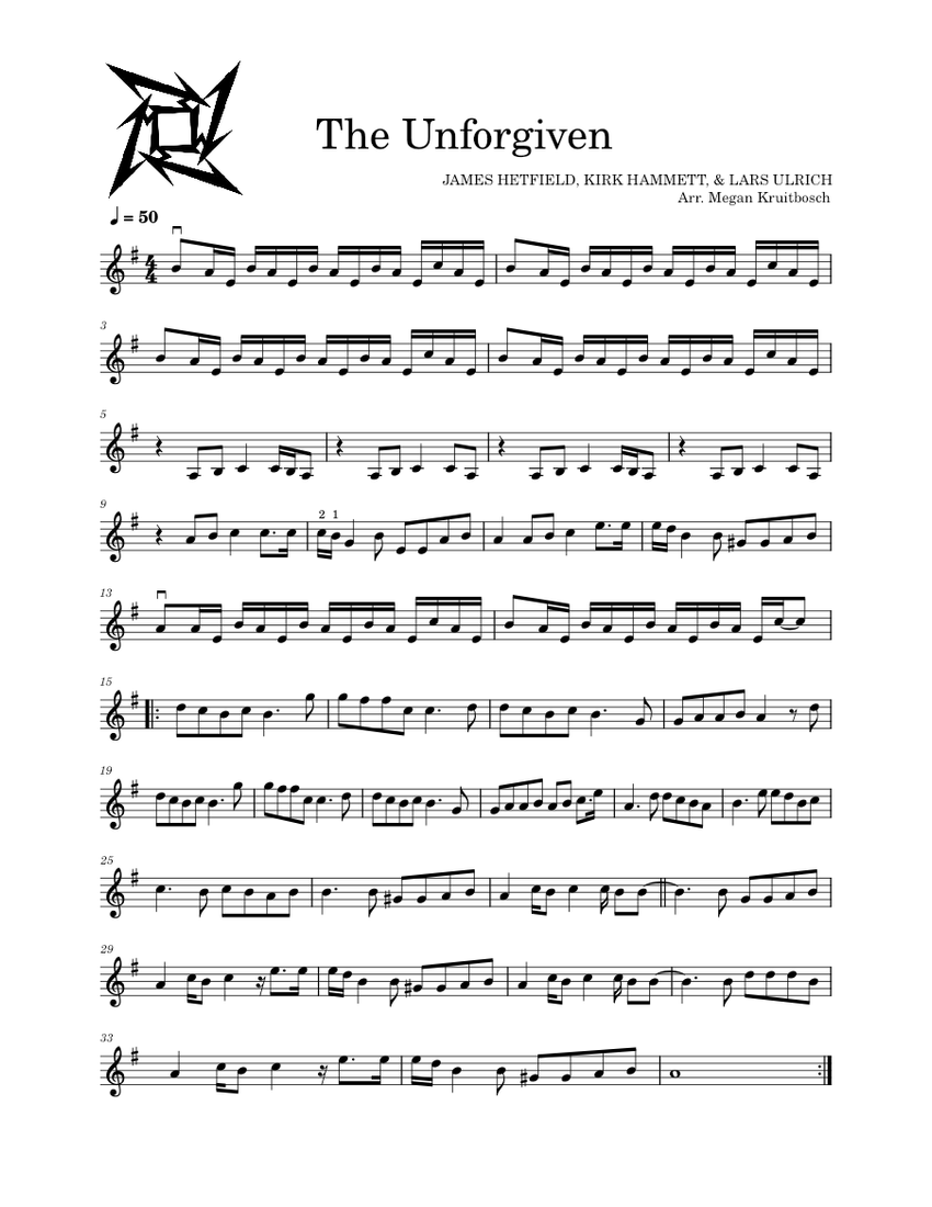 The Unforgiven - Violino Sheet Music for Piano (Solo) Easy | MuseScore.com
