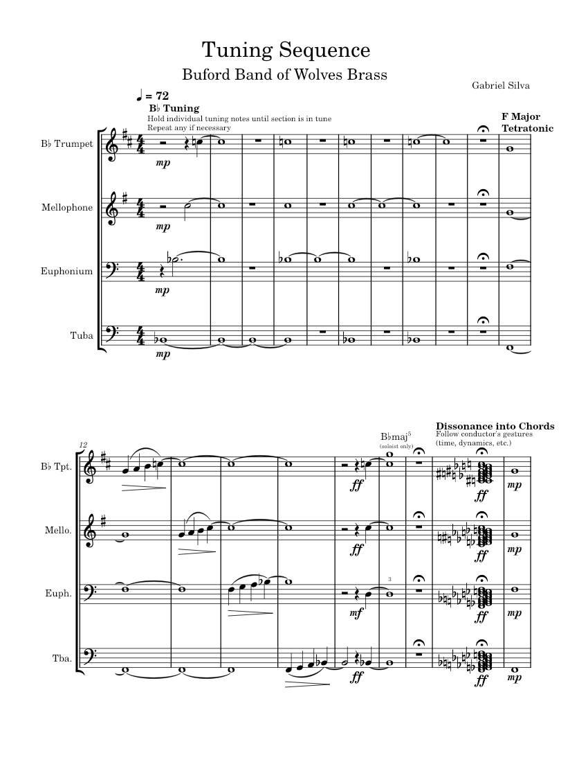 Tuning Sequence Sheet music for Trombone, Tuba, Trumpet in b-flat ...