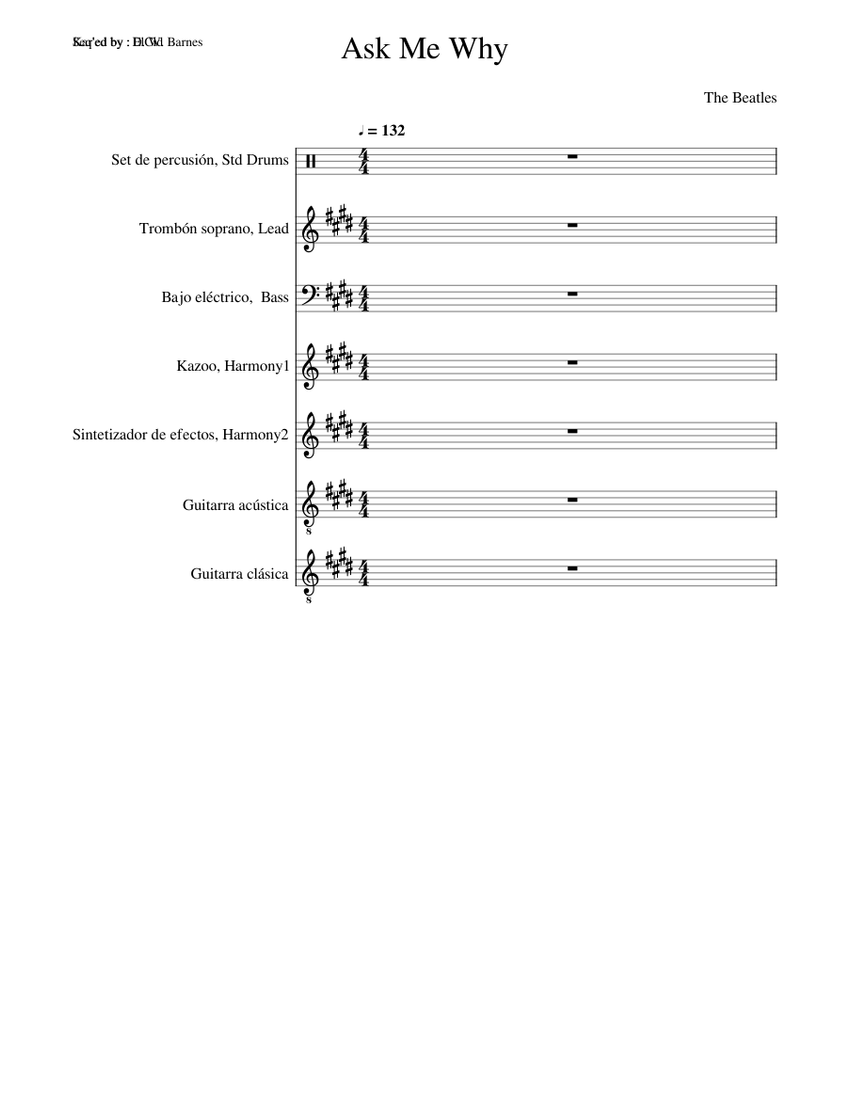 Beatles - Ask Me Why Sheet Music for Trombone, Kazoo, Guitar, Bass ...