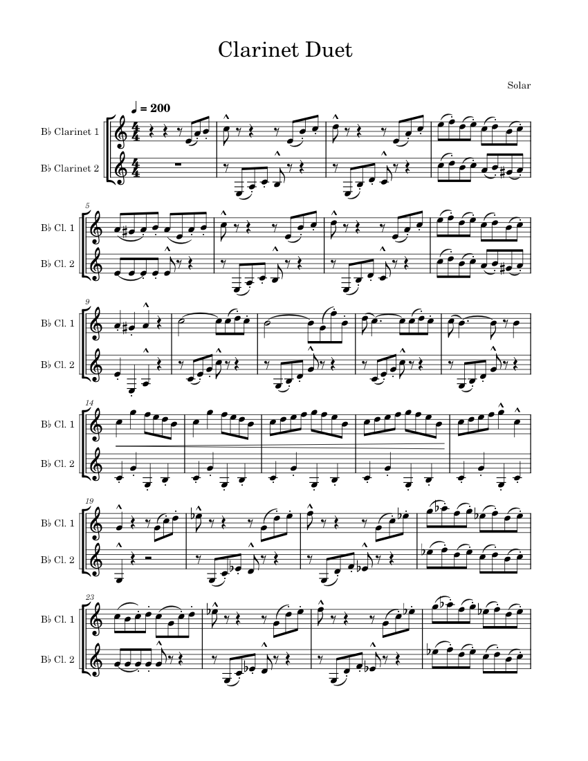 Clarinet Duet Sheet music for Clarinet in b-flat (Woodwind Duet) | Musescore.com