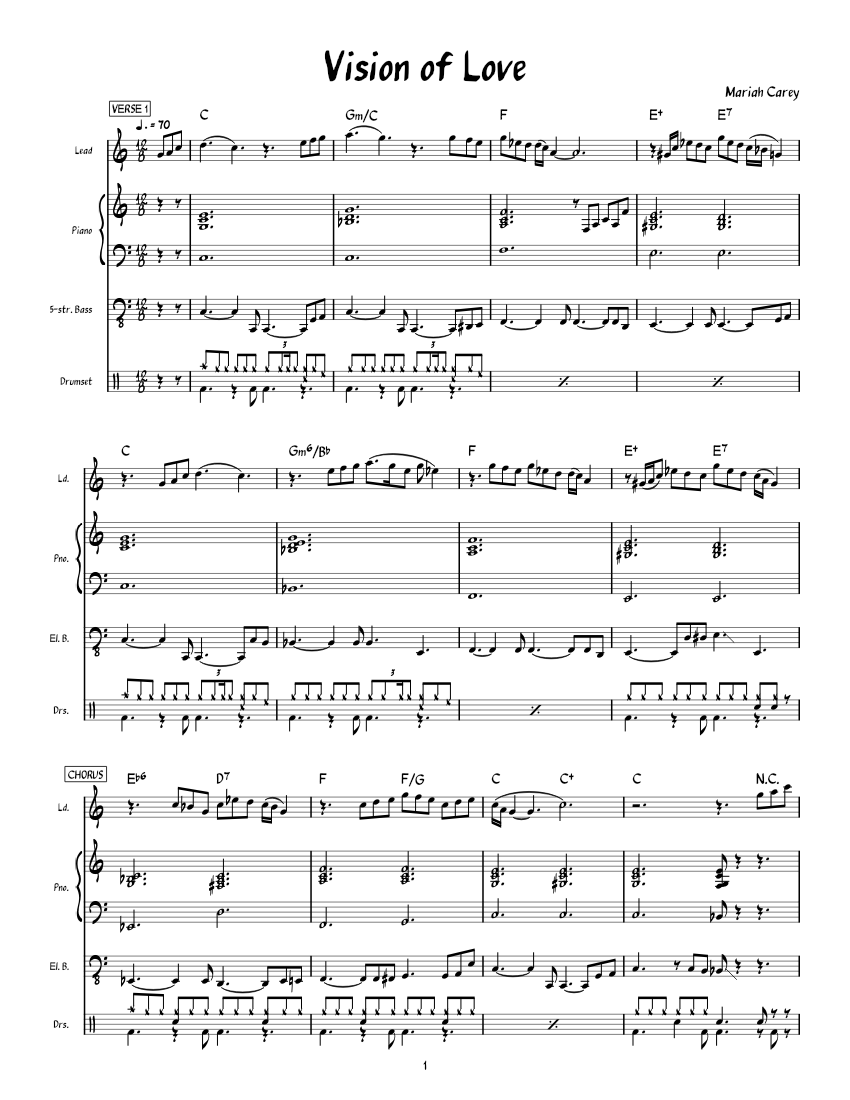 Vision of love – Mariah Carey Sheet Music and Tab with Chords for Piano ...