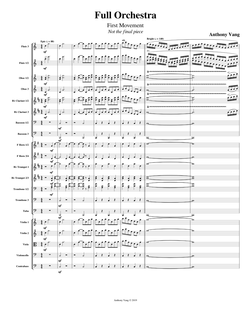 Full Orchestra Sheet Music for Piano, Trombone, Tuba, Flute & more ...