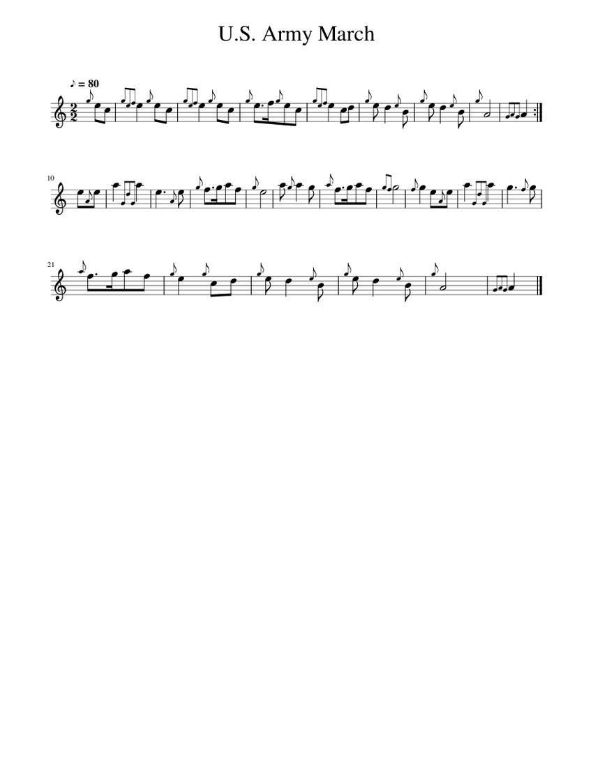U.S. Army March Sheet Music for Piano (Solo) Easy | MuseScore.com