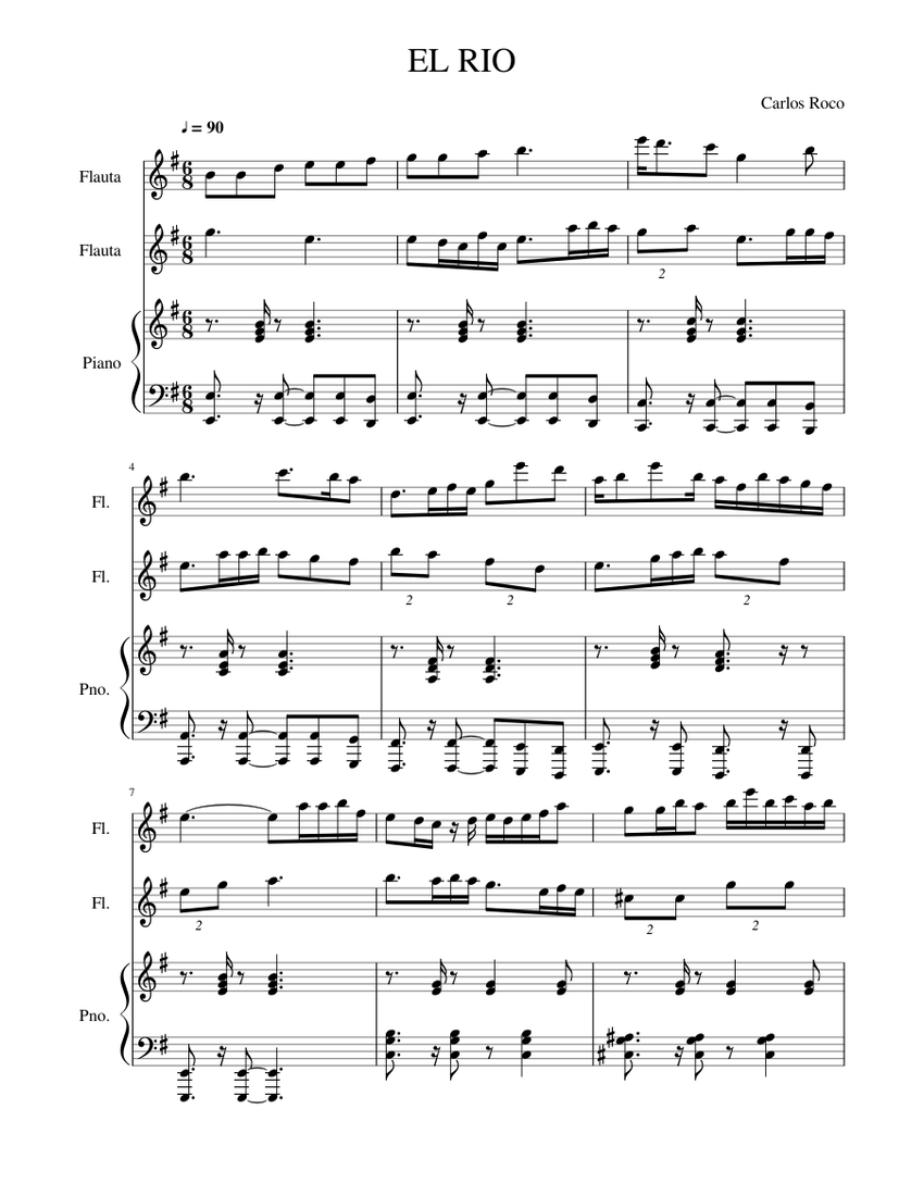 EL RIO Sheet Music for Piano, Flute (Mixed Trio) | MuseScore.com