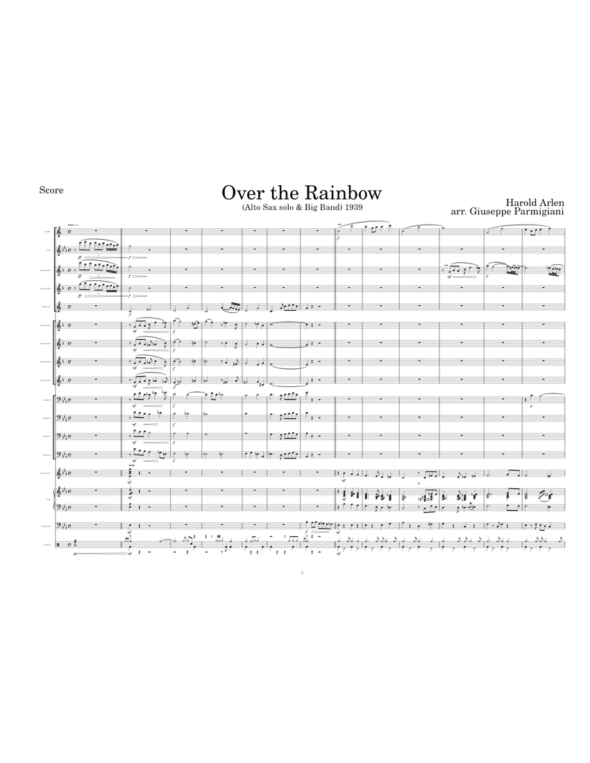 Arlen - Over the Rainbow (1939) Alto Sax & Big Band Sheet music for ...