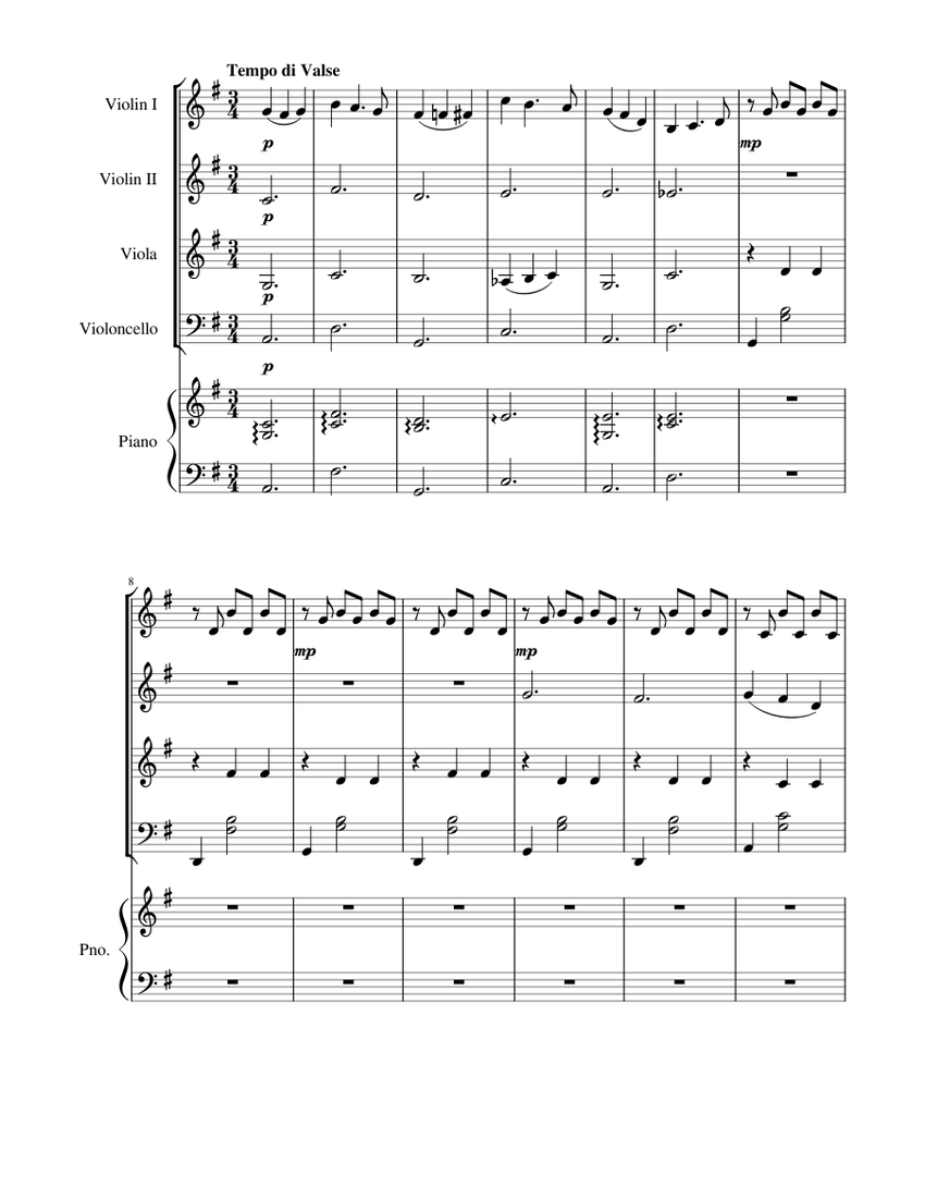 waltz__2 Sheet music for Piano, Violin, Viola, Cello (Piano Quintet ...