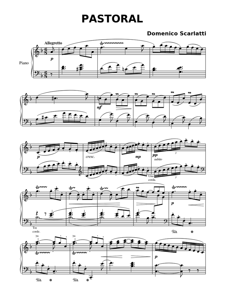PASTORALE (Scarlatti) Sheet Music for Piano (Solo) | MuseScore.com
