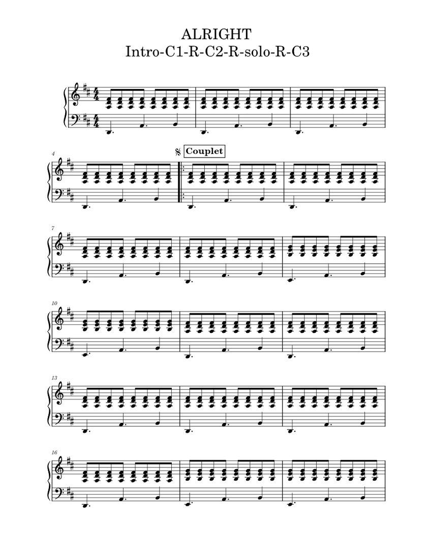 Alright – Supergrass Supergrass ALRIGHT piano Sheet Music for Piano ...