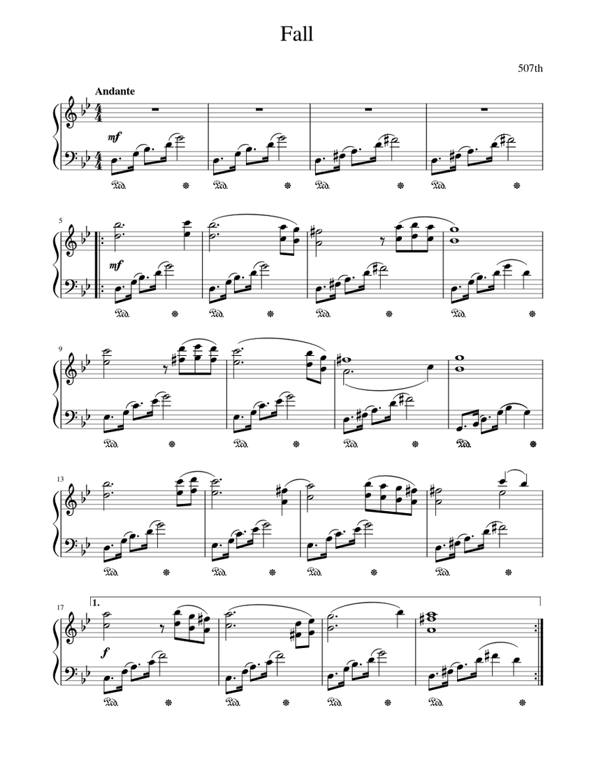 Fall (Manage Audio Sources) Sheet Music for Piano (Solo) | MuseScore.com