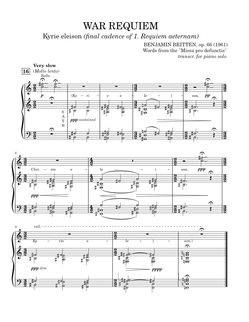 War Requiem, op. 66 – Benjamin Britten Sheet music for Piano (Solo ...