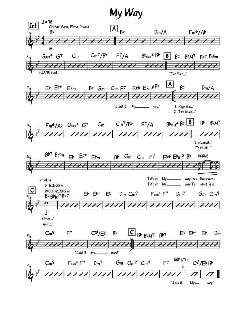 My way – Frank Sinatra My Way-FULL BAND 2.0 Sheet music for Piano (Solo ...