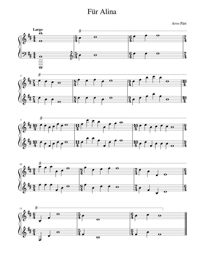 Für Alina Sheet music for Piano (Solo) | Musescore.com