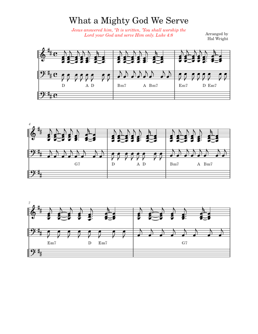 What a Mighty God We Serve – Hal Wright Sheet Music with Chords for ...