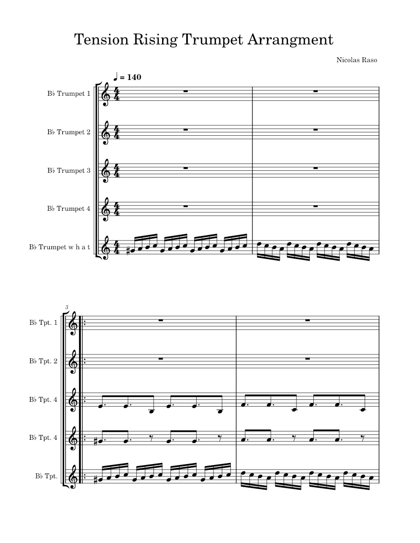 Tension Rising Trumpet Arrangment Sheet music for Trumpet in b-flat ...