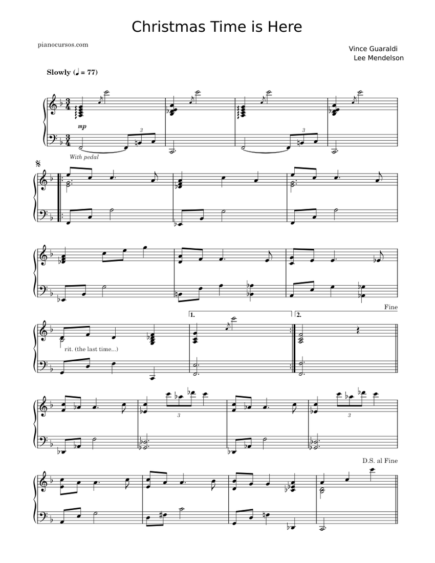 Christmas time is here Sheet music for Piano (Solo) | Musescore.com