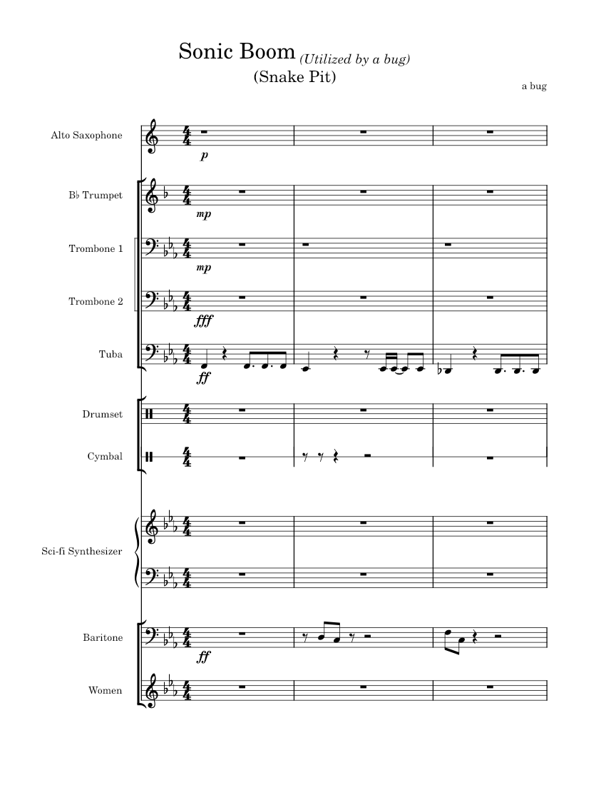 Snake Pit – Sonic Boom (UTILIZED) Sheet music for Trombone, Tuba ...