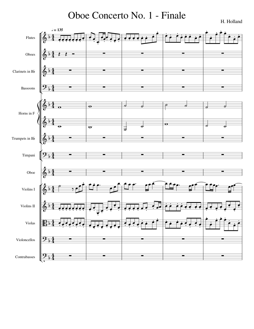 Oboe Concerto No. 1 - Finale WIP Sheet music for Flute, Oboe, Clarinet in b-flat, Bassoon & more ...