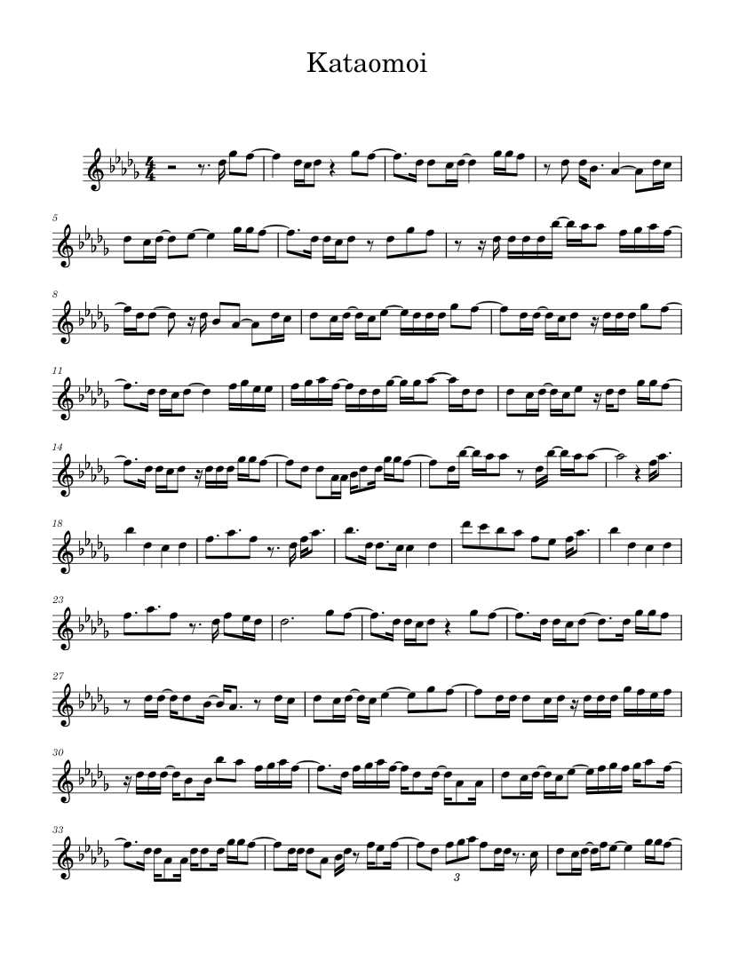 Kataomoi – Aimer Sheet Music for Violin (Solo) | MuseScore.com