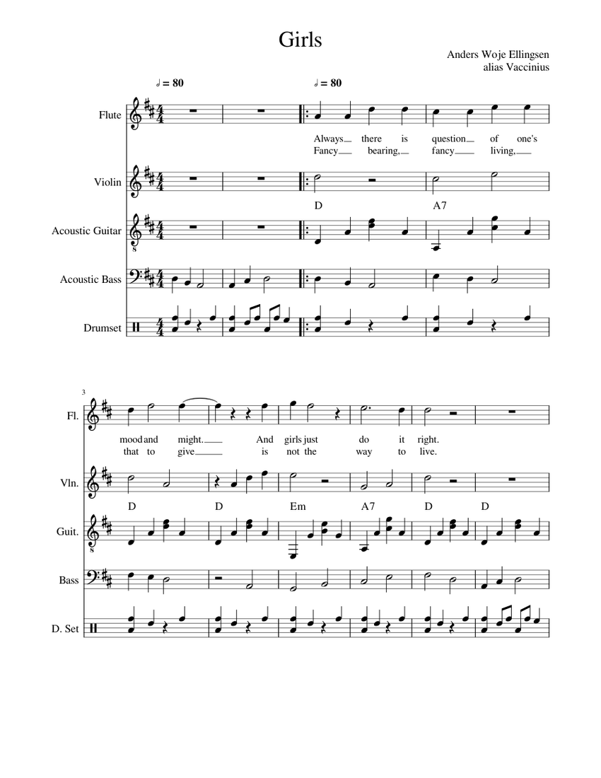 Girls Sheet music for Flute, Violin, Guitar, Bass guitar & more ...