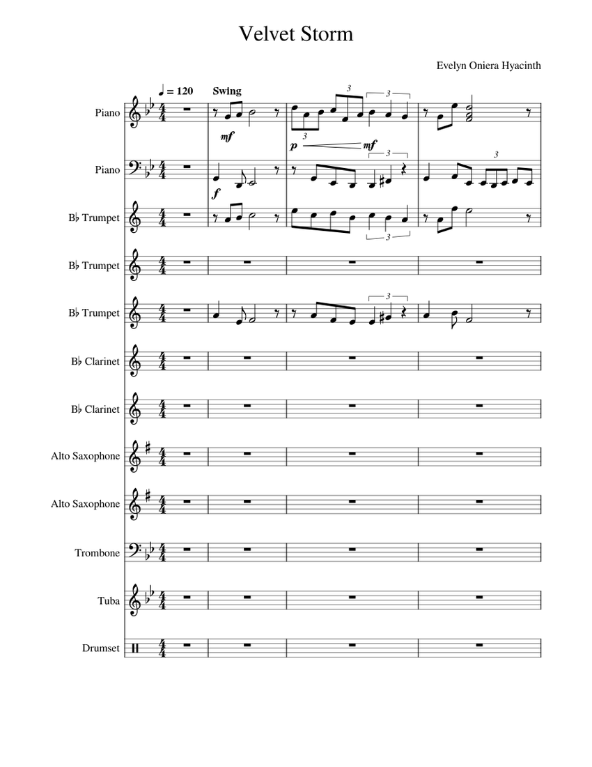 Velvet Storm - Evelyn Oniera Hyacinth Sheet music for Piano, Trombone ...