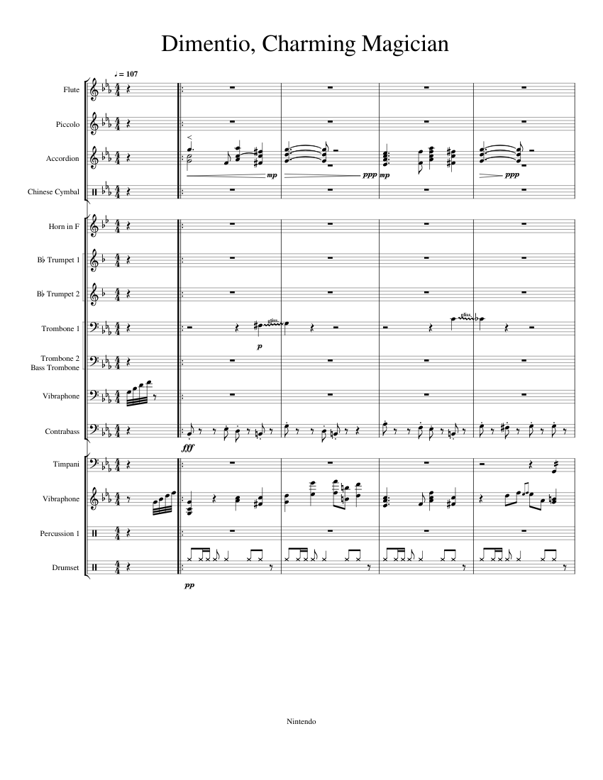 Dimentio, Charming Magician Sheet Music for Trombone, Accordion, Flute ...