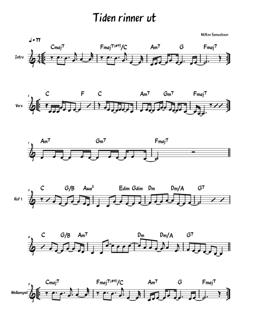 Tiden rinner ut Sheet music for Piano (Piano-Voice) Easy | Musescore.com