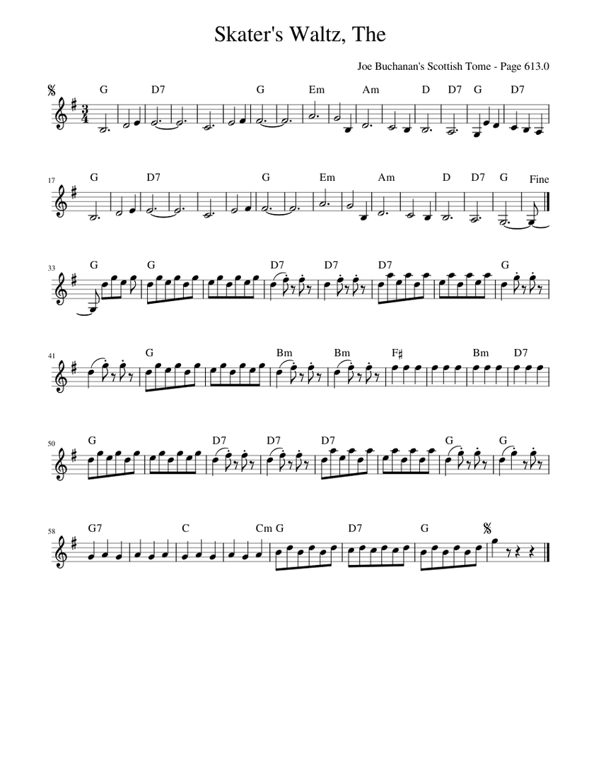 The Skater's Waltz Sheet Music with Chords for Piano (Solo) easy ...