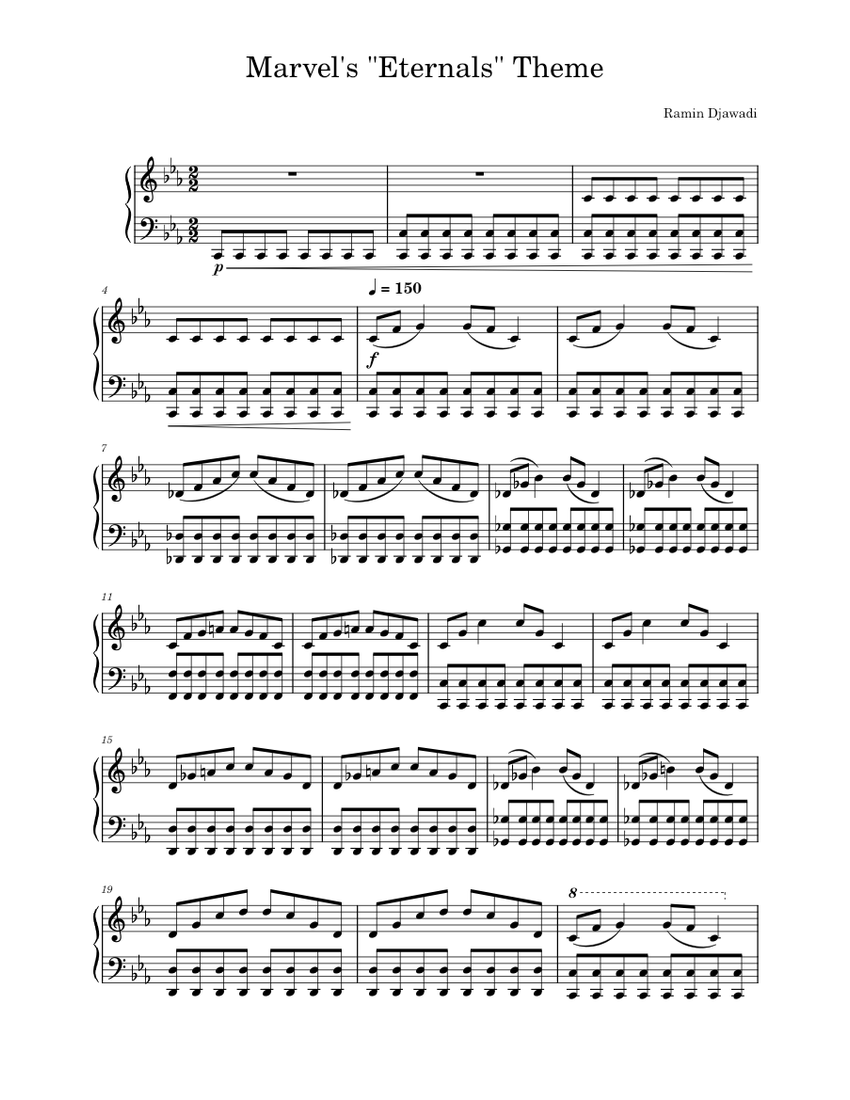Eternals Theme – Ramin Djawadi Sheet Music for Piano (Solo) | MuseScore.com