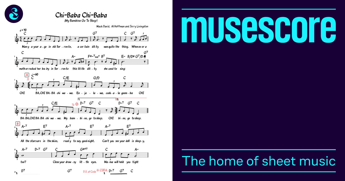 Chi-Baba Chi-Baba (My Bambino Go To Sleep) (Lead sheet with lyrics ...