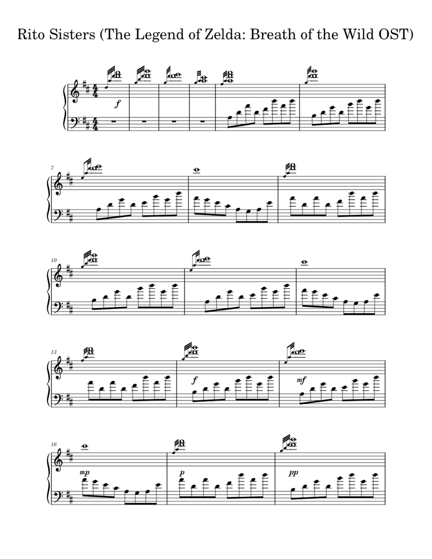 Rito Sisters (The Legend of Zelda: Breath of the Wild OST) Sheet music ...