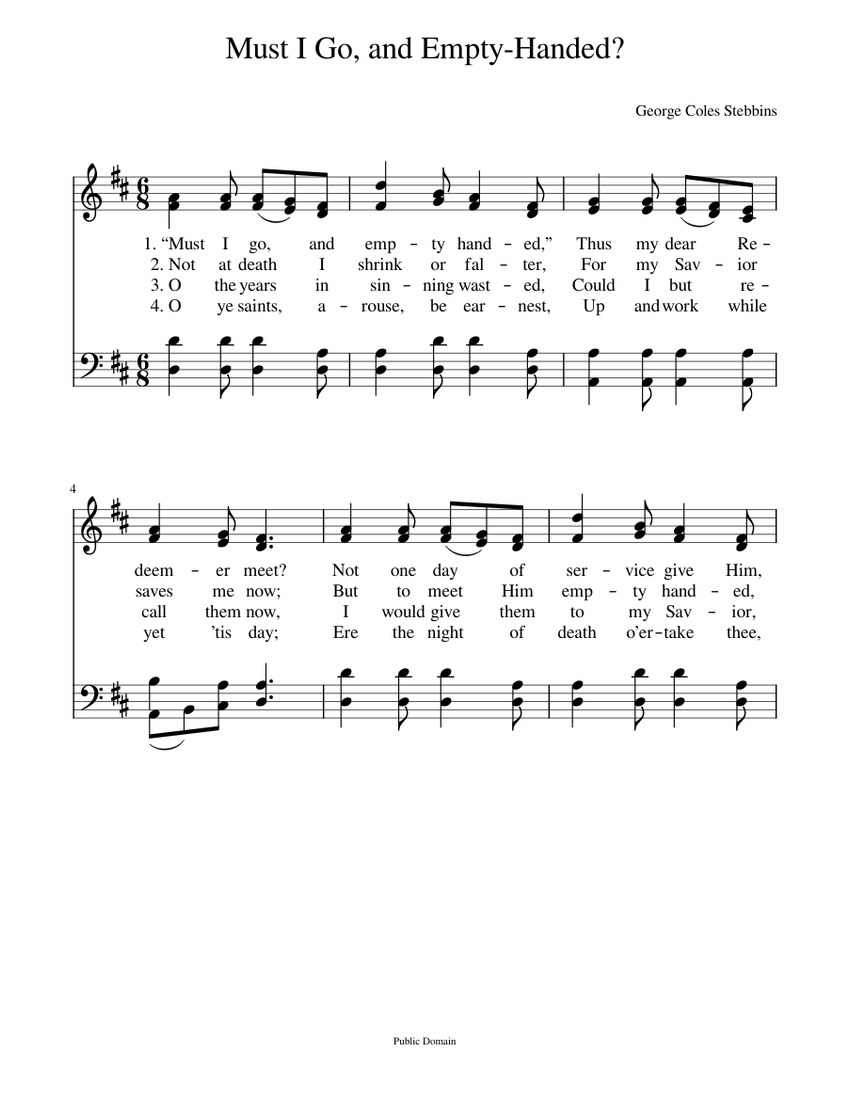 Must I go, and empty-handed - George C. Stebbins Sheet music for Piano ...