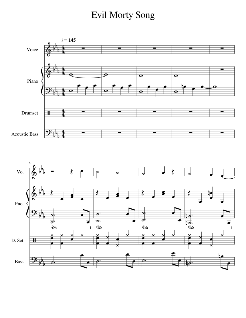 Evil Morty Song Sheet music for Piano, Vocals, Bass guitar, Drum group ...