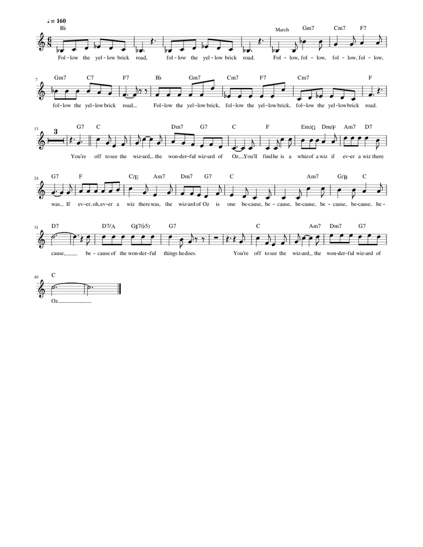 Musical - Wizard of Oz - Follow The Yellow Brick Road - Harold Arlen ...