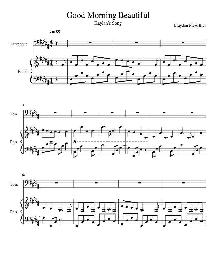 Good Morning Beautiful Sheet Music for Piano, Trombone (Solo ...