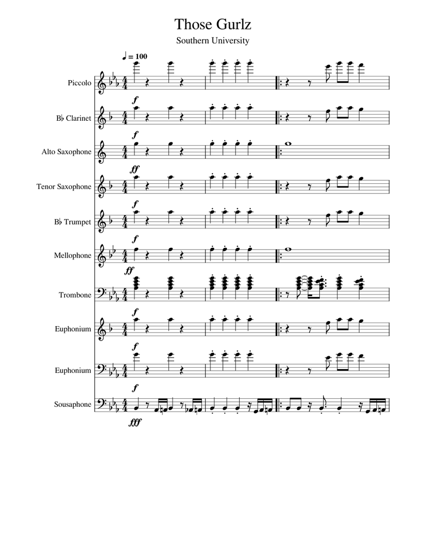 Those Gurlz – Snoop Dogg Sheet music for Mellophone, Flute piccolo ...