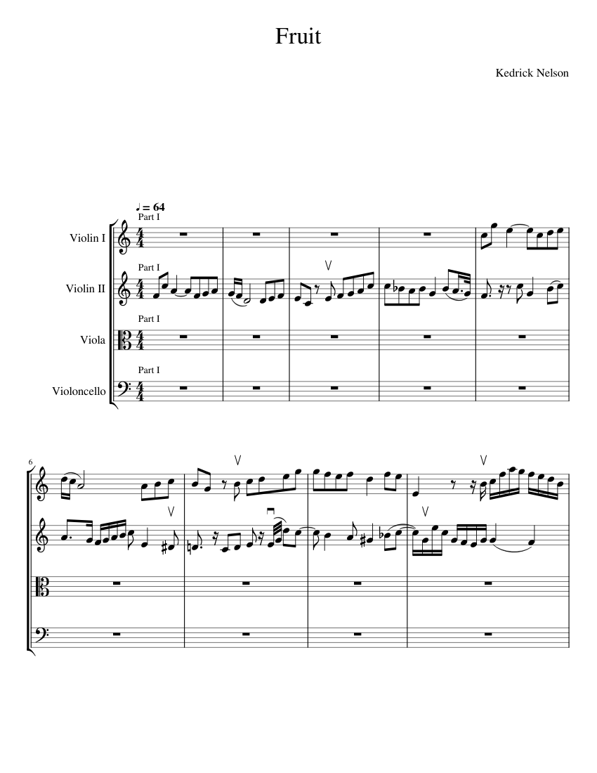 Fruit Sheet music for Violin, Viola, Cello (String Quartet) | Musescore.com