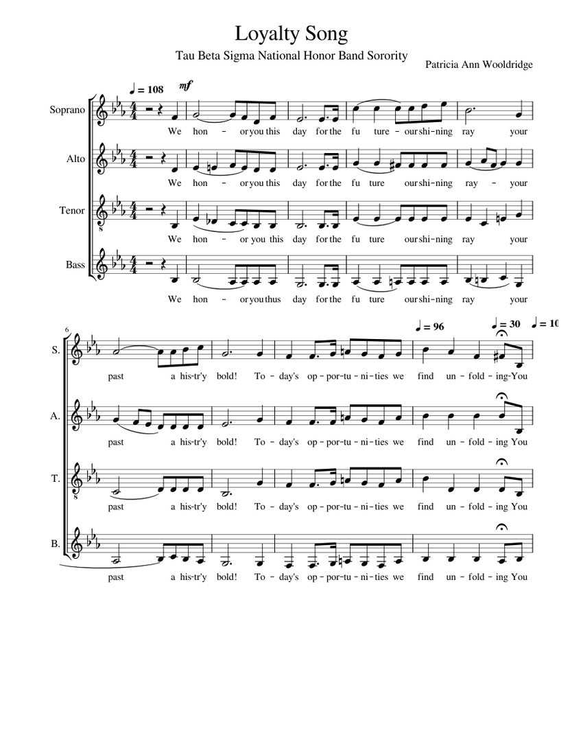 Loyalty_Song Sheet music for Soprano, Alto, Tenor, Bass voice (Choral ...