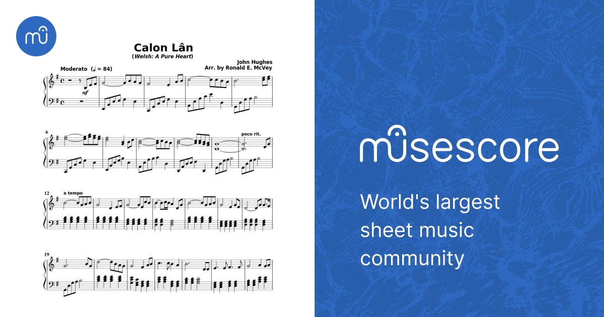 Calon Lân – John Hughes Sheet Music for Piano (Solo) | MuseScore.com