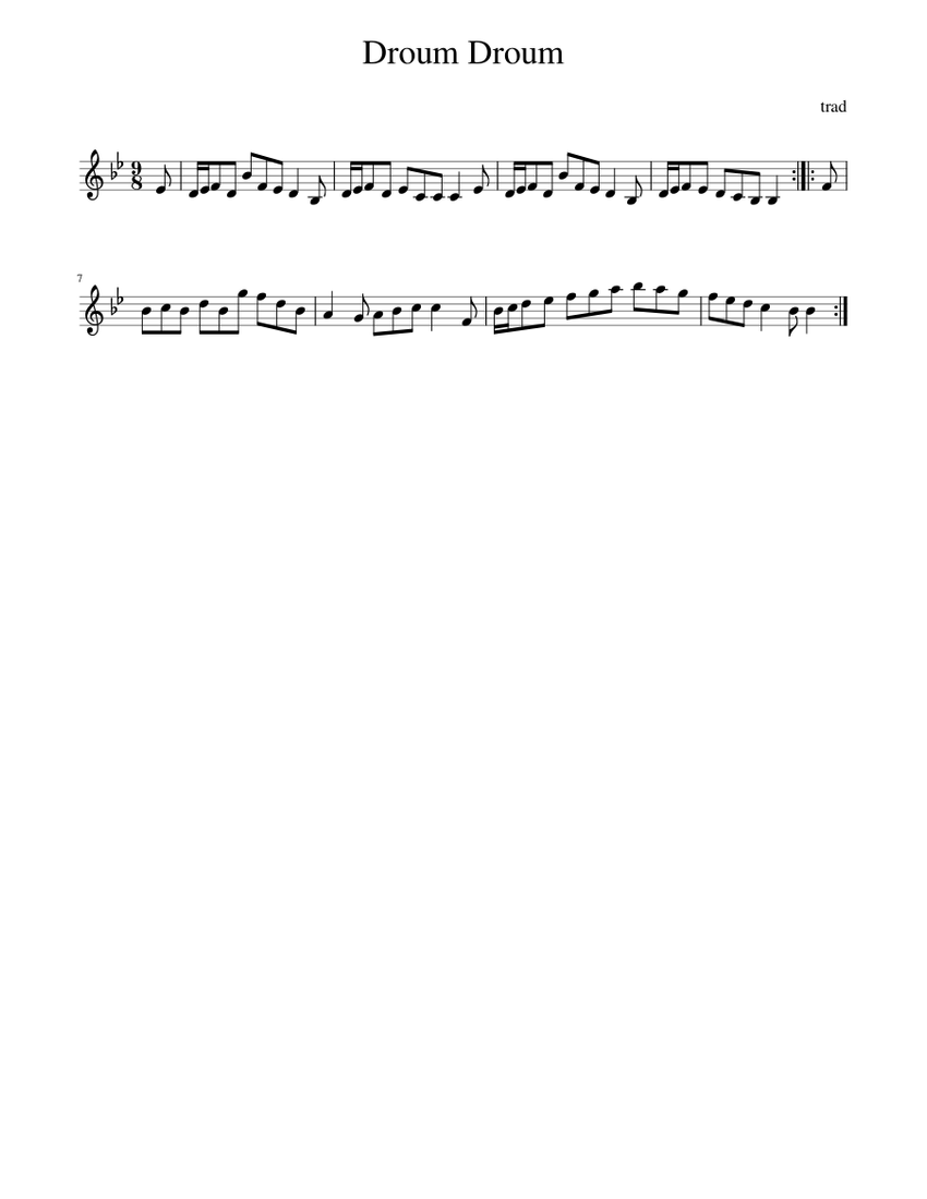Traditional music - Droum Droum Sheet music for Piano (Solo) Easy ...