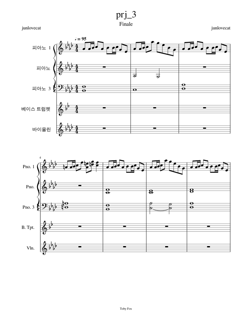 Toby Fox-Finale Sheet music for Piano, Trumpet bass, Violin (Mixed ...