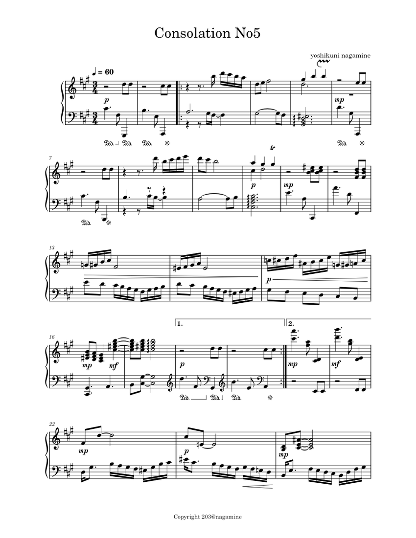 Consolation No5 Sheet music for Piano (Solo) | Musescore.com