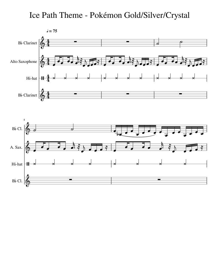Ice Path Theme - Pokémon Gold/Silver/Crystal Sheet music for Clarinet ...