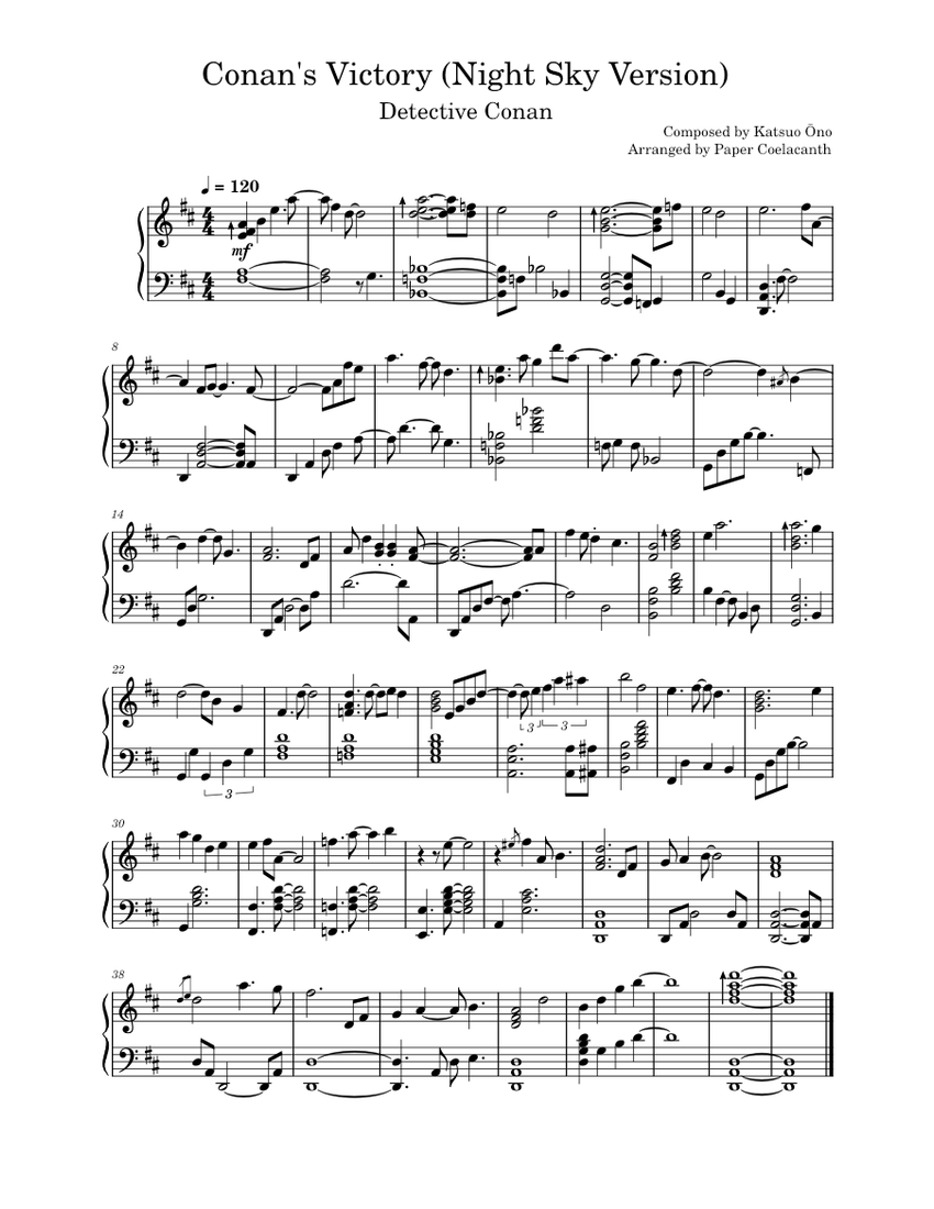 Conan's Victory (Night Sky Version) [Detective Conan] Sheet music for ...