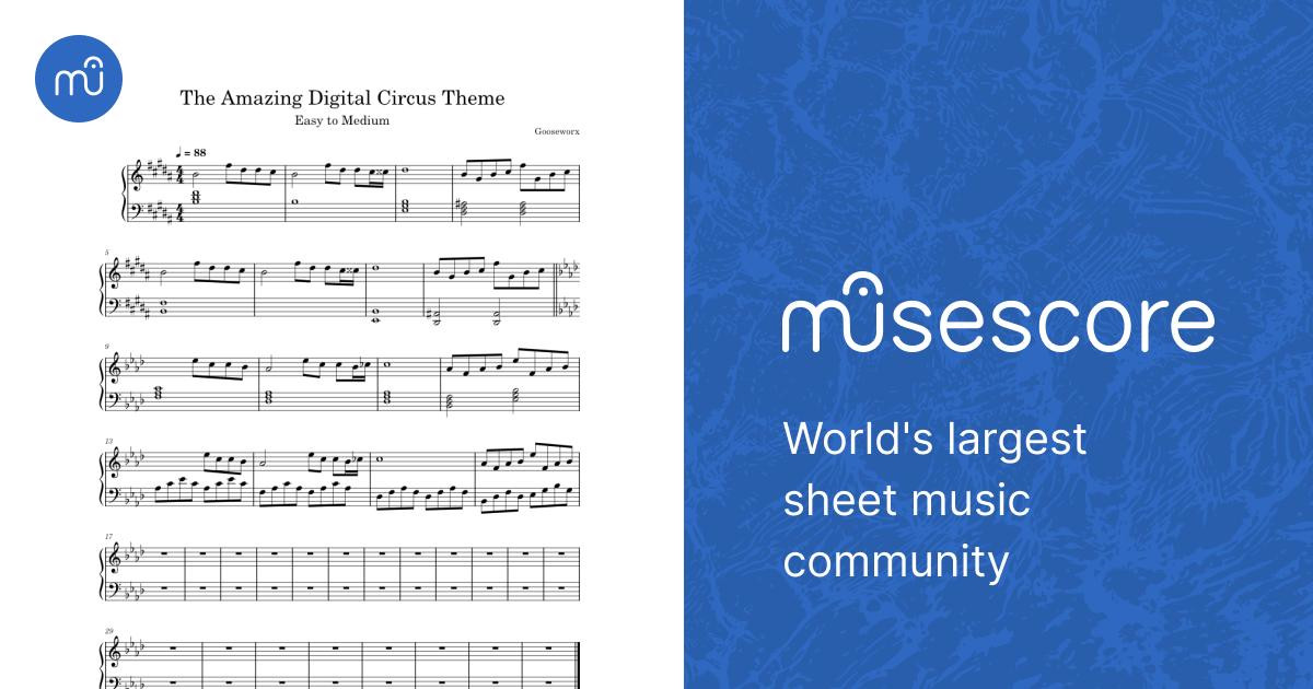 The Amazing Digital Circus Theme Sheet Music for Piano (Solo) Easy ...
