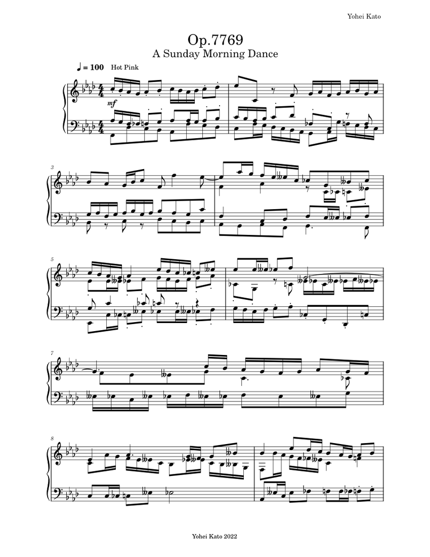 Op.7769 A Sunday Morning Dance Sheet music for Piano (Solo) | Musescore.com